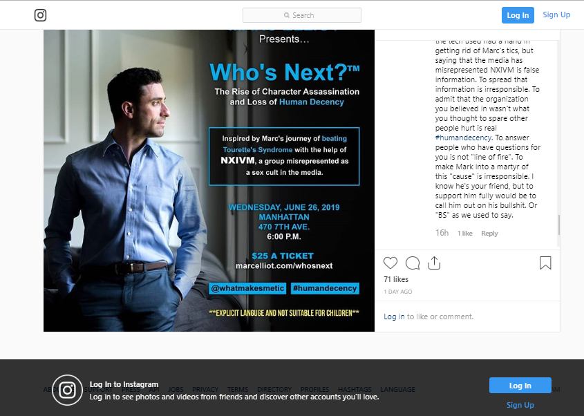 Marc Elliott to Defend Nxivm in Lecture 'Who's Next?' - Frank Report